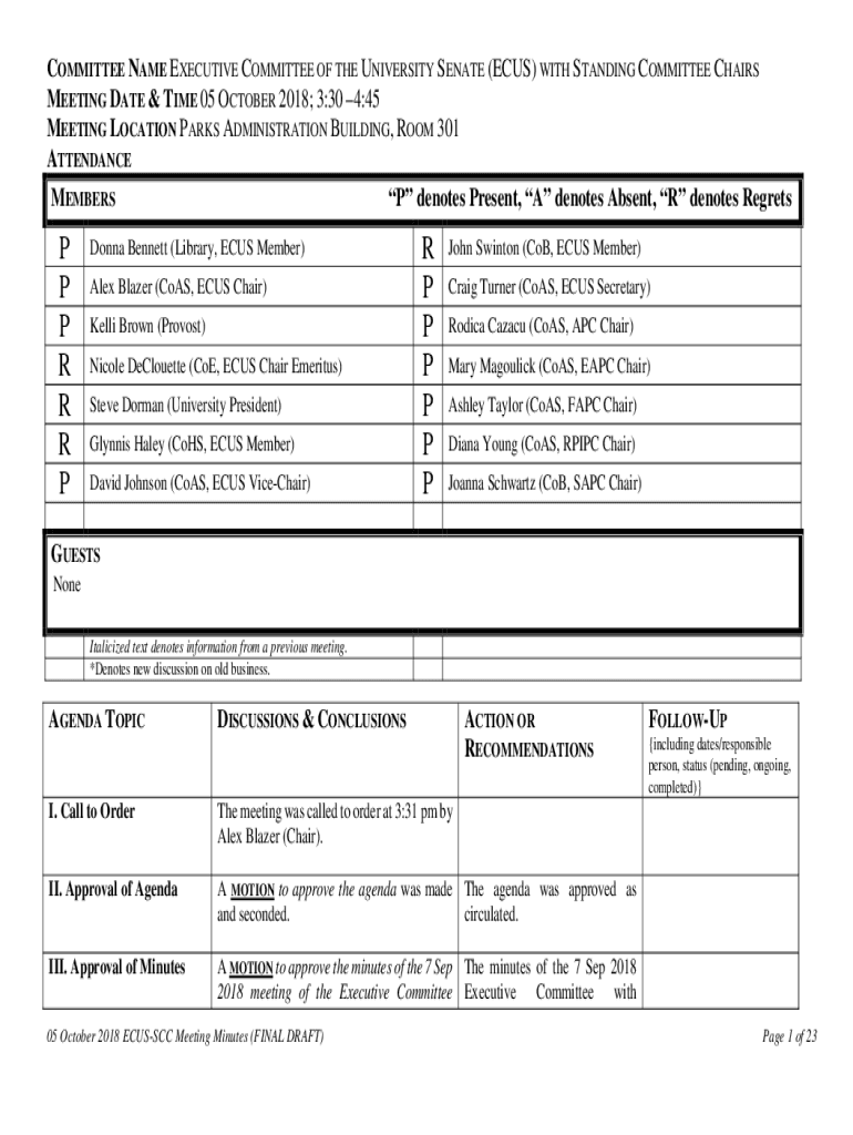 Fillable Online senate gcsu Guidelines for Standing Committees of the ...