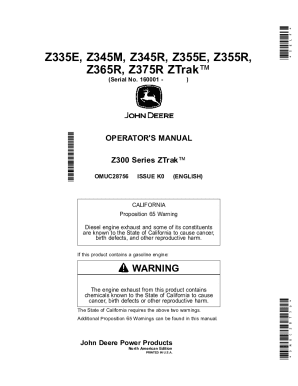 Fillable Online Z300 Series Zero-Turn Mowers - John Deere CA Fax Email ...