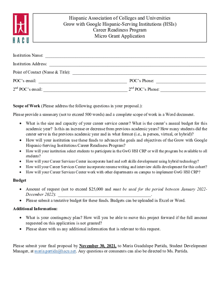 Fillable Online HACU National Internship Program Online Application Fax ...