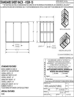 Fillable Online VARIABLE HEIGHT SHEET RACK - VHSR-4 - V E S T I L D O Fax Email Print - pdfFiller