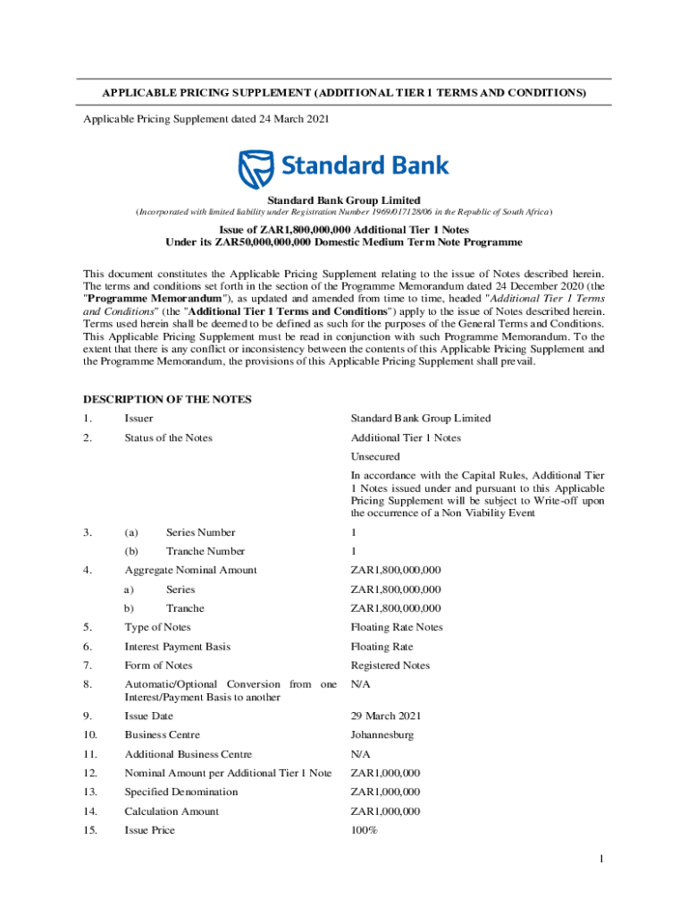 Fillable Online Standard Bank Group Limited DefinitionLaw Insider Fax ...