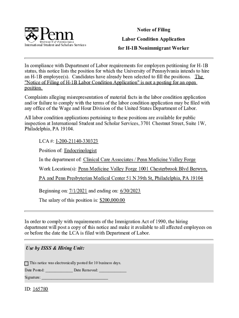 Fillable Online LCA Postings - Penn State Global Fax Email Print ...