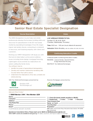 Fillable Online Seniors Real Estate Specialist (SRES) Designation ...