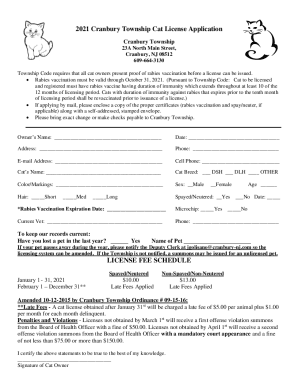 Fillable Online DOG/CAT LICENSE REGISTRATION FORMMonroe Township Fax ...