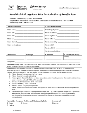 Fillable Online Novel Oral Anticoagulants Prior Authorization of ...