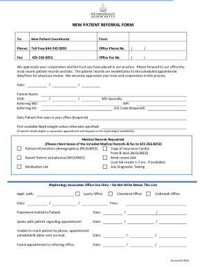 Fillable Online NEW PATIENT REFERRAL FORM - Nephrology Associates Fax ...
