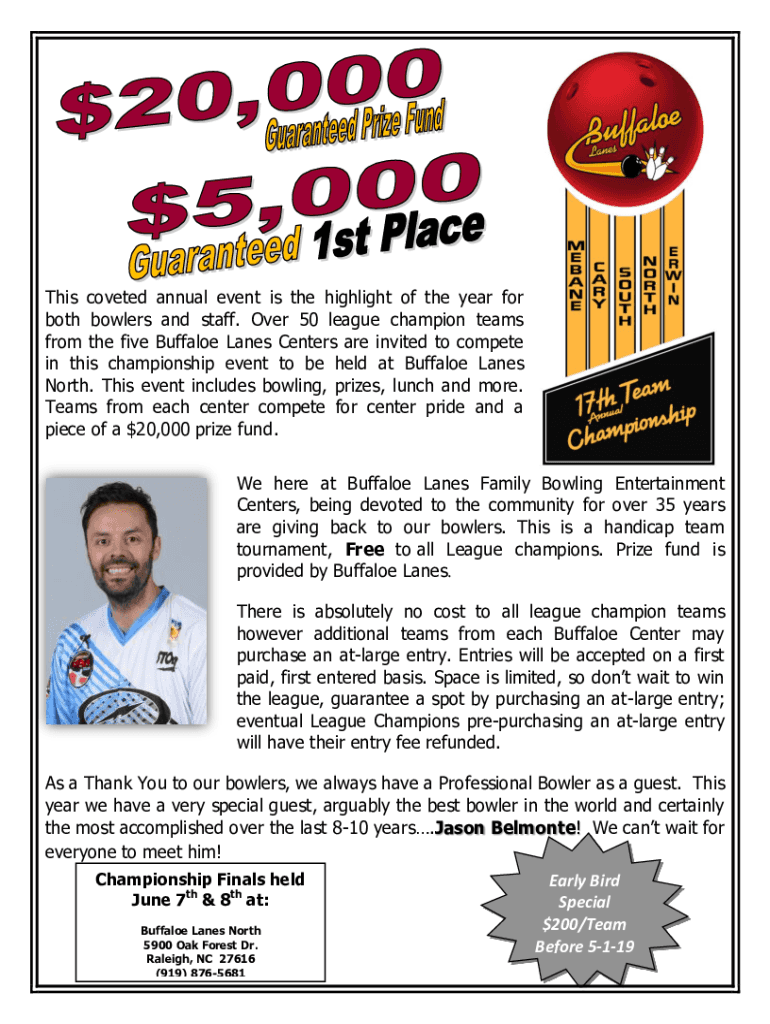 Fillable Online Team Championship Entry Form. Buffaloe Lanes Team Championship Fax Email Print ...