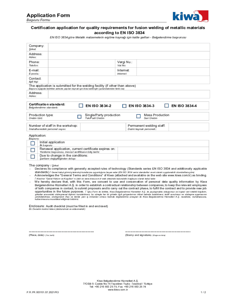 Fillable Online EN ISO 3834 Application Form Fax Email Print - pdfFiller