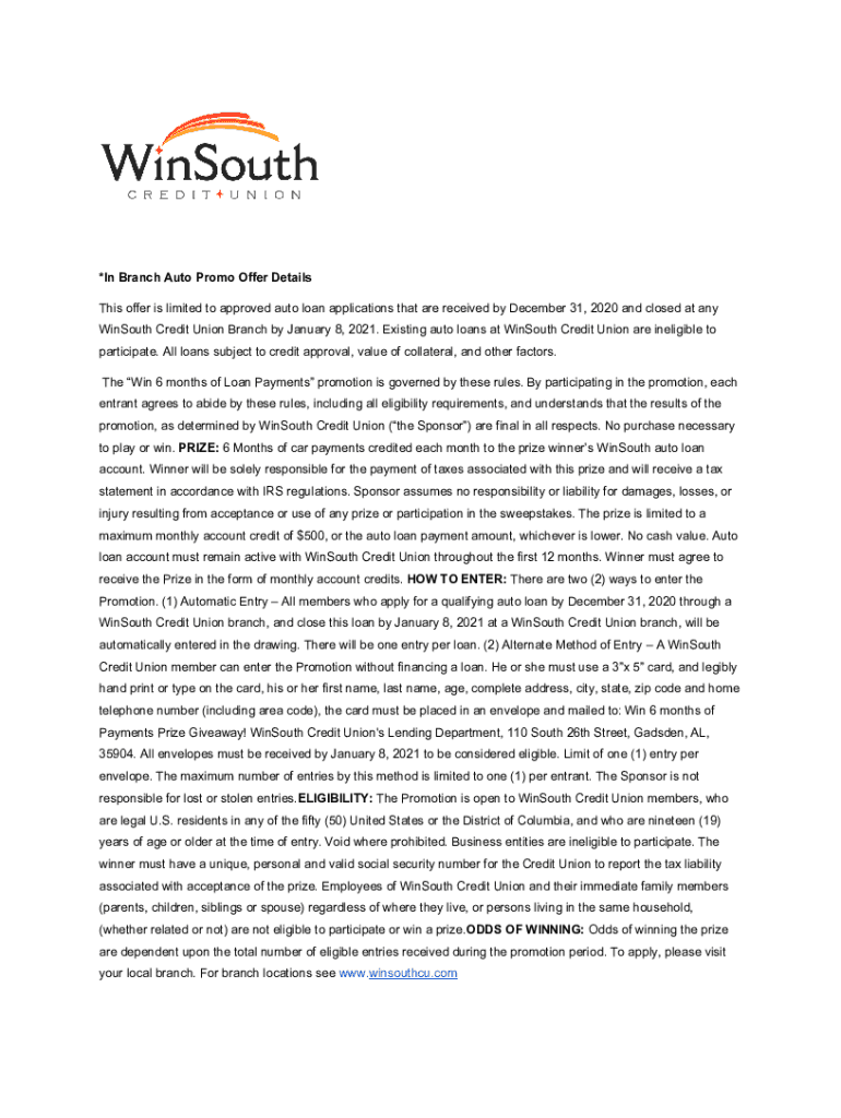 Fillable Online Did you know that you can get your... - WinSouth Credit ...