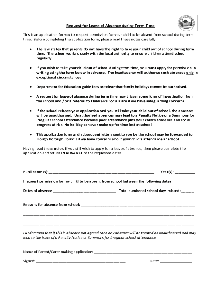 Fillable Online Future / Planned leave of absence request Fax Email ...