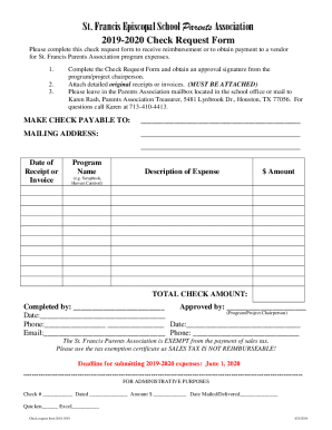 Fillable Online Saint Matthew's Episcopal Church Check Request Form ...