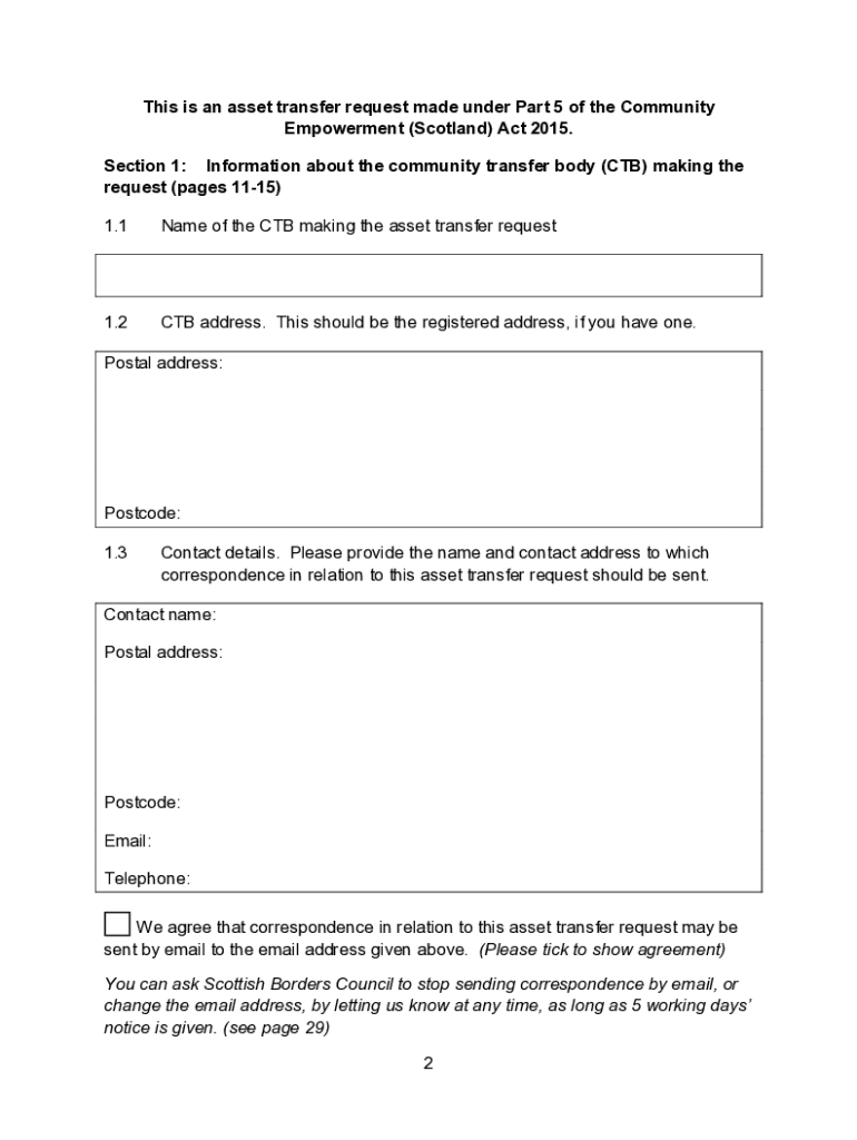 Fillable Online Scottish Borders Council - Asset Transfer Requests Fax ...