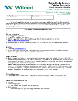 Fillable Online Building Permit Application Checklist - North Dundas ...
