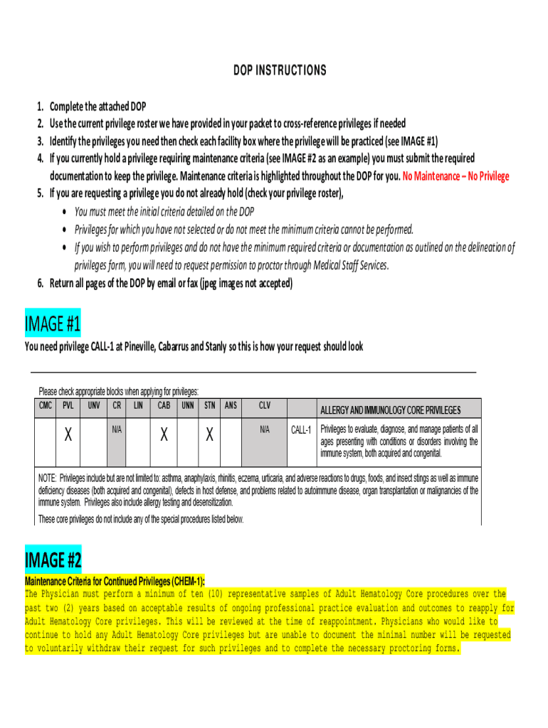 Fillable Online DOP INSTRUCTIONS Fax Email Print - pdfFiller