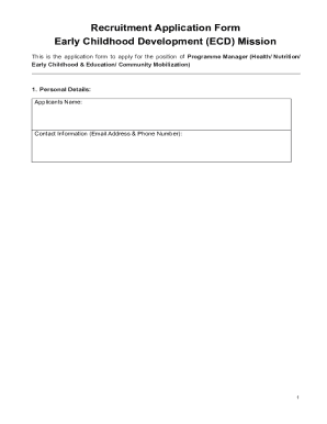 Fillable Online mbda gov Recruitment Application Form Early Childhood ...