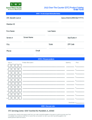 Fillable Online 2022 OTC Benefits. Over-the-counter benefits catalog ...