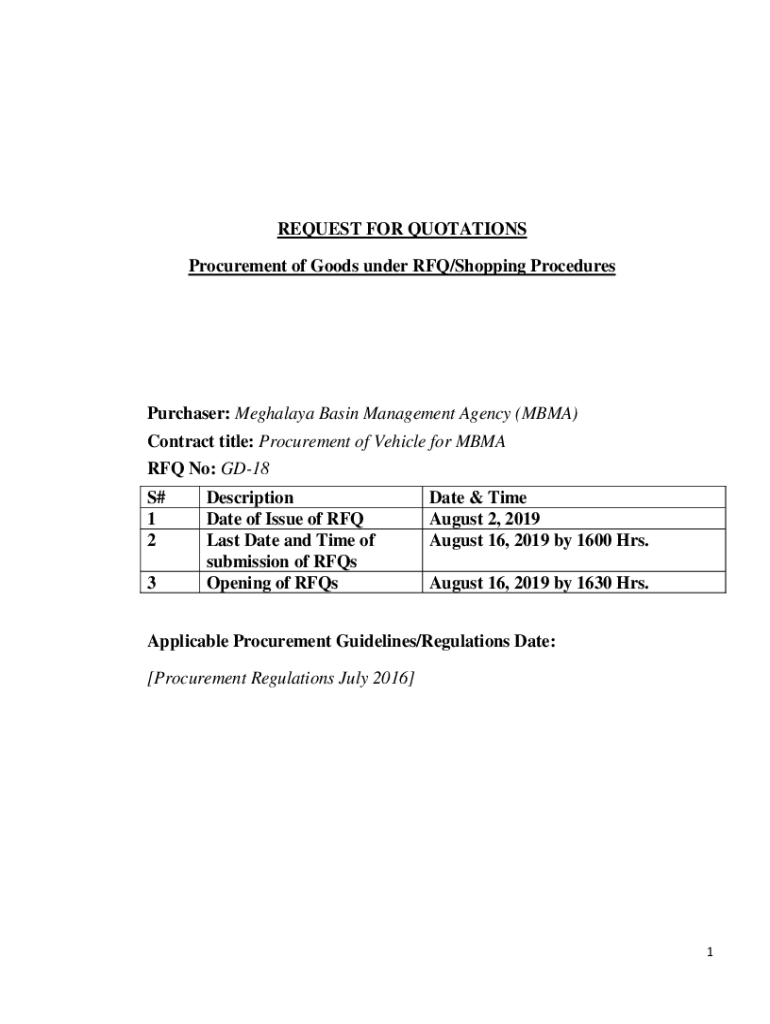 Fillable Online mbda gov RFQ for Procurement of Procurement of Sedan ...