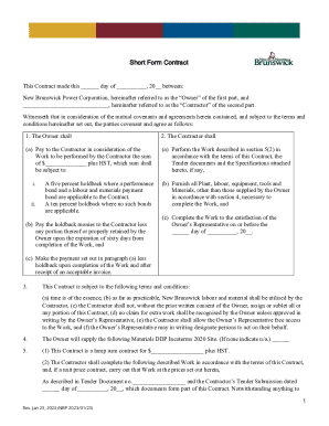 Fillable Online Short Form Contract Fax Email Print - pdfFiller