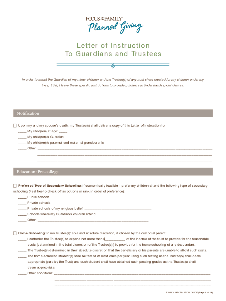 Fillable Online Letter of Instruction Form - Fill Out and Sign ...