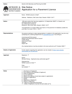 Fillable Online Pavement licence application template - Cambridge City ...