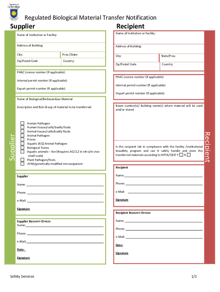 Fillable Online Permits for Import or Export of Biological Materials ...