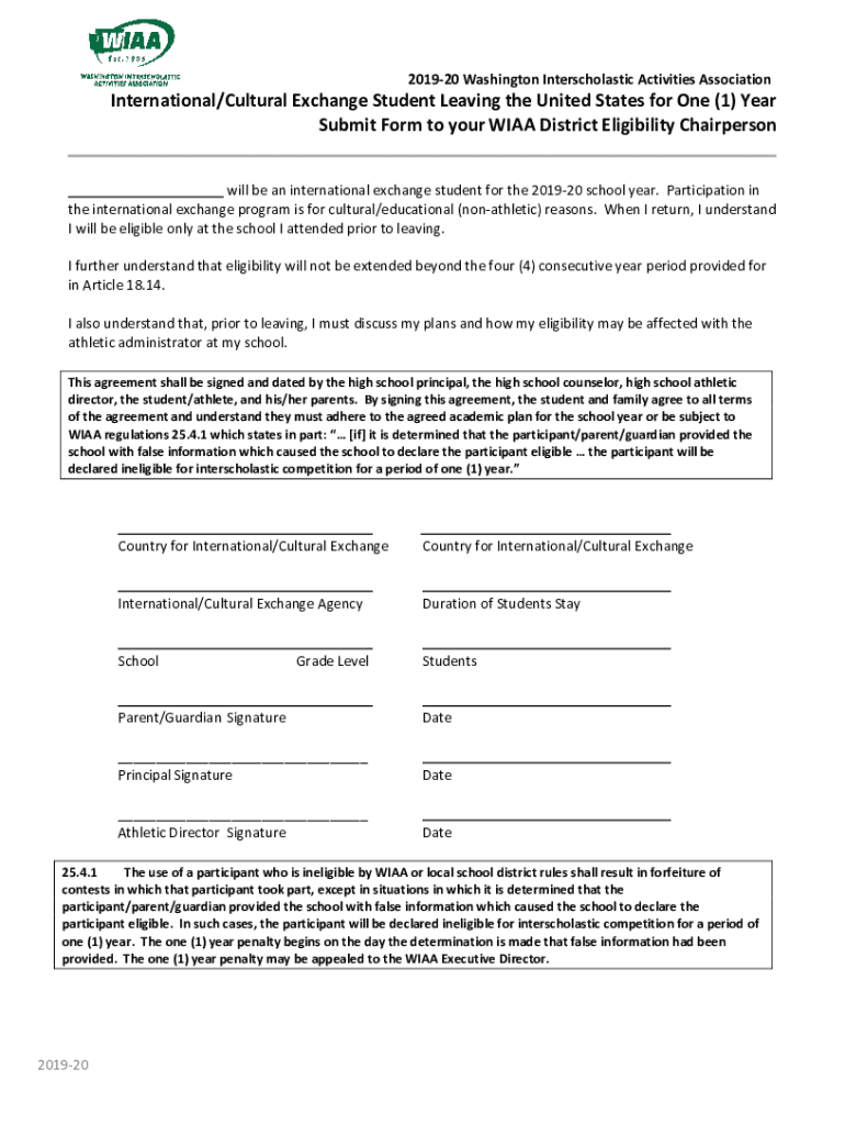 Fillable Online WIAA: Foreign exchange student can't compete in varsity ...