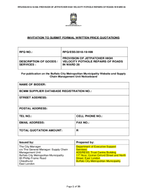 Fillable Online INVITATION TO SUBMIT FORMAL WRITTEN PRICE QUOTATIONS ...