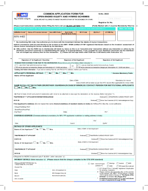 Fillable Online common application form for open-ended equity and ... - UTIITSL Fax Email Print ...