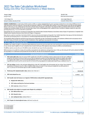 Fillable Online 2022 Tax Rate Calculation Worksheet - Ranger College ...