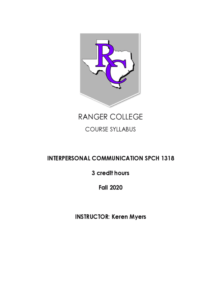 Fillable Online Ranger College Syllabus Course: SPCH 1315 Credit Hours ... Fillable Online Ranger College Syllabus Course: SPCH 1315 Credit Hours ...