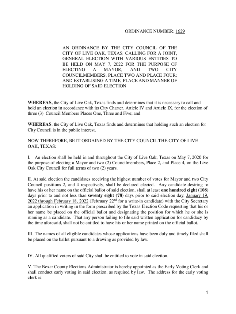 Fillable Online CODE OF ORDINANCES CITY OF LIVE OAK, TEXAS Fax Email ...