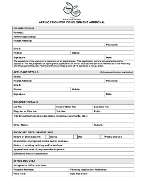 Fillable Online form p01 - application for development approval Fax Email Print - pdfFiller