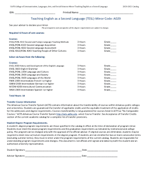 Fillable Online Minor/Certificate in Teaching English as a Second ...