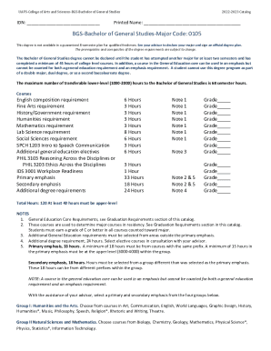 Fillable Online UAFS-College of Arts and Sciences-BGS-Bachelor of General Studies Fax Email ...