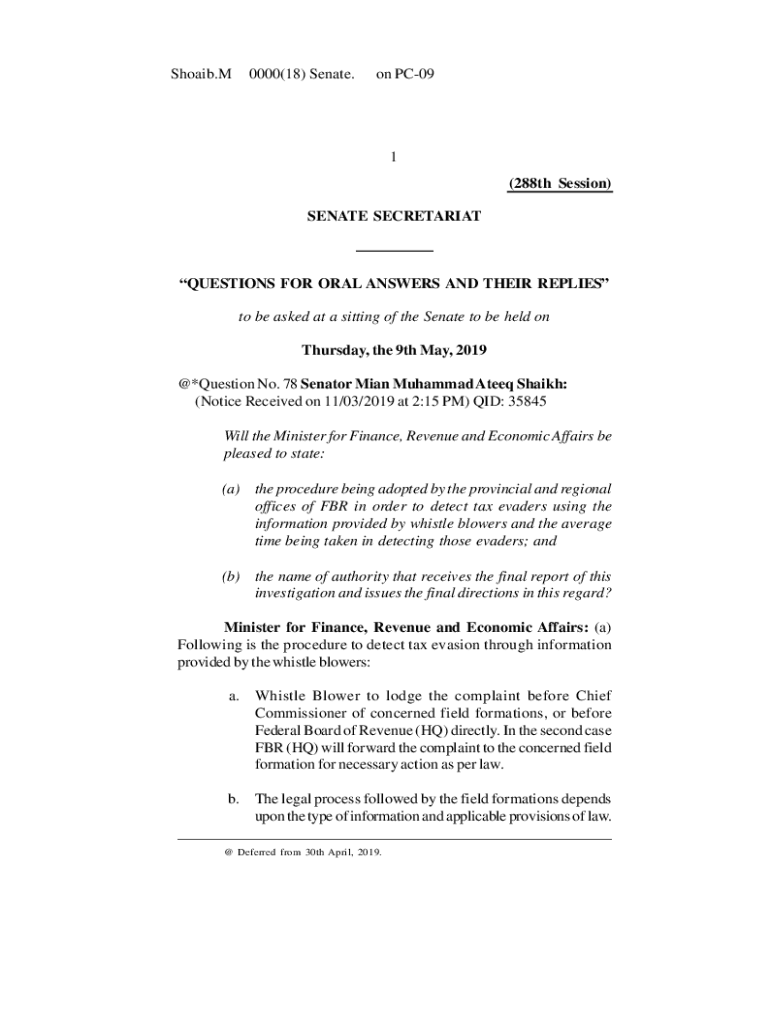 Fillable Online senate gov 10th Sitting of the Senate (Part 1) - 3rd Session - YouTube Fax Email ...