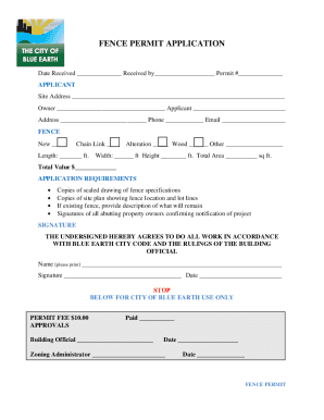 Fillable Online building permit (fence) application - Village of East ...