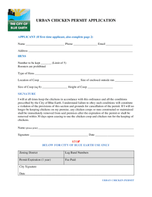 Fillable Online Application for Urban Chicken Permit - Laurens, IA Fax ...