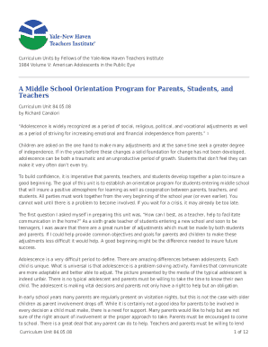 Fillable Online A Middle School Orientation Program for Parents ...