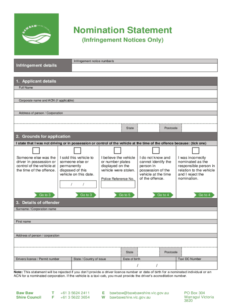 Fillable Online NOMINATION STATEMENT REQUEST A COURT HEARING Fax Email Print - pdfFiller