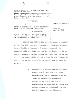 Fillable Online THE PEOPLE &C. BY ROBERT ABRAMS, ATTORNEY ... Fax Email ...