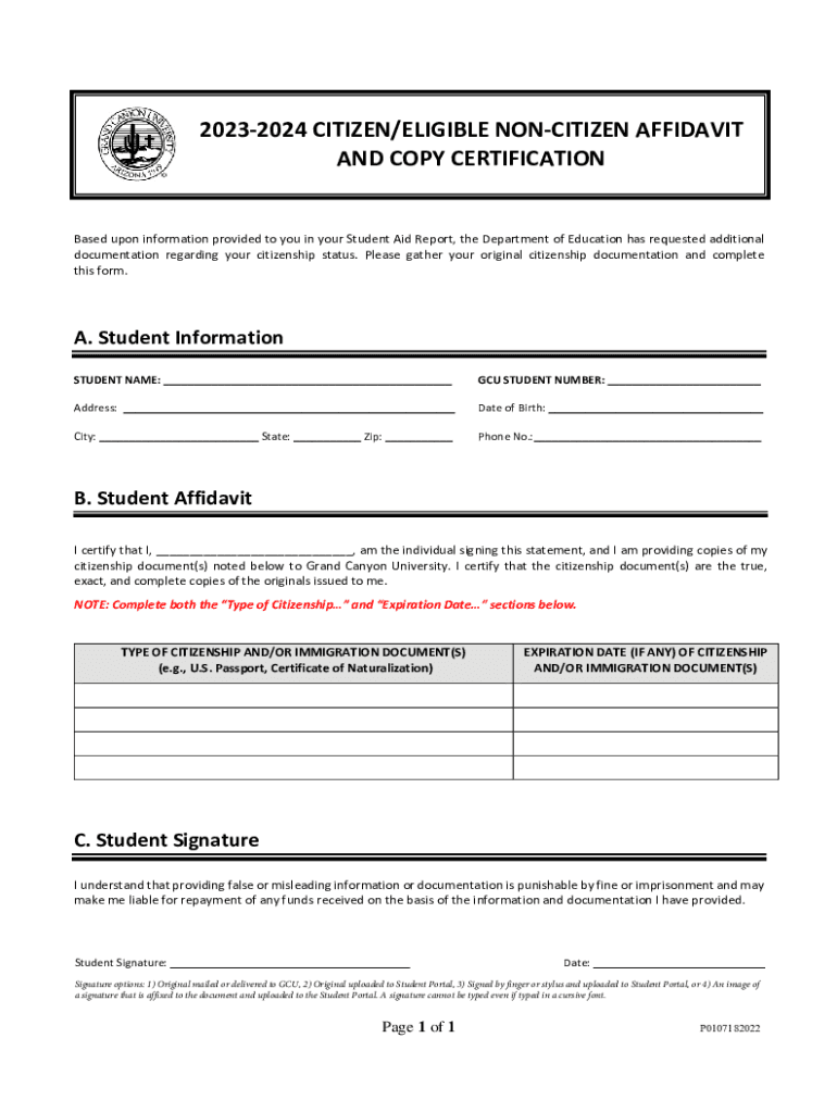 Fillable Online Citizen-Eligible Non-Citizen Affidavit Fax Email Print - pdfFiller