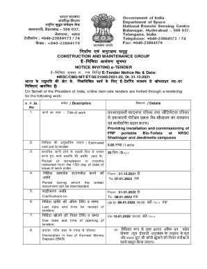 Fillable Online / E-Tender Notice No & Date: Fax Email Print - pdfFiller