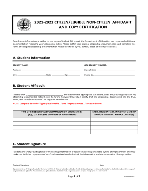Fillable Online 2015-2016 Citizen-Eligible Non-Citizen Affidavit ...