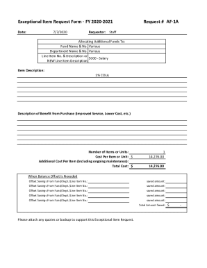 Fillable Online Exceptional Item Request Form Fax Email Print - pdfFiller