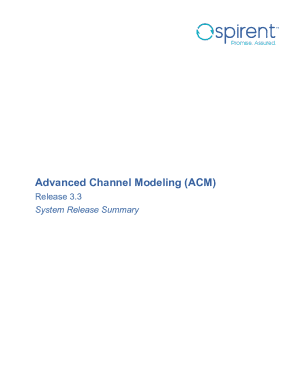Fillable Online Spirent Advanced Channel Modeling (ACM) Release 3.3 System Release Summary. Part ...