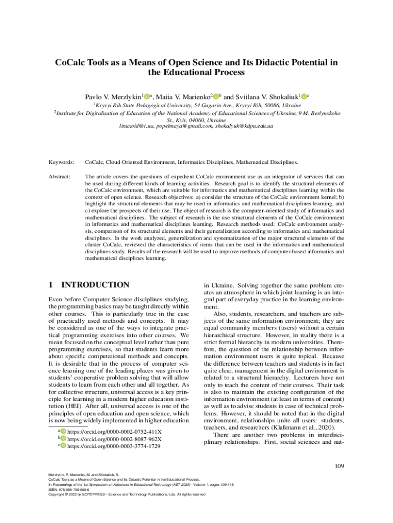 Fillable Online Lib Iitta Gov Cocalc Tools As A Means Of Open Science