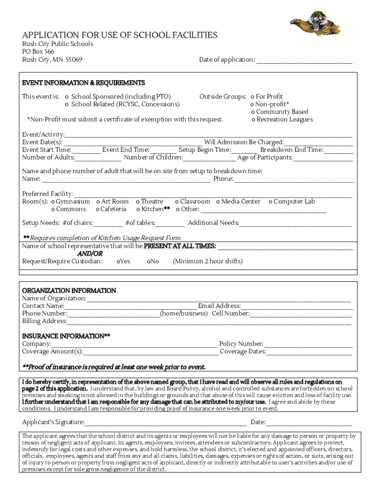 Fillable Online School Facilities Use Application - SharpSchool Fax Email Print - pdfFiller