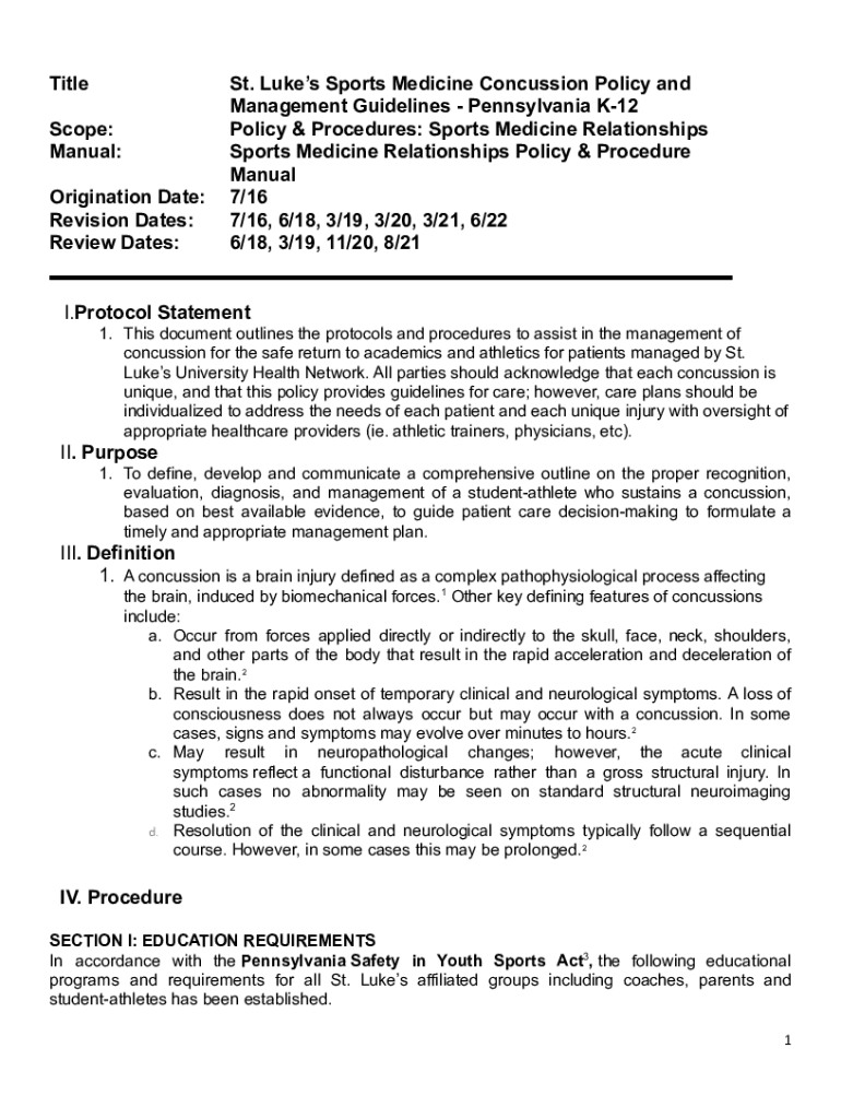 Fillable Online St. Luke's Concussion Protocol.docx Fax Email Print ...