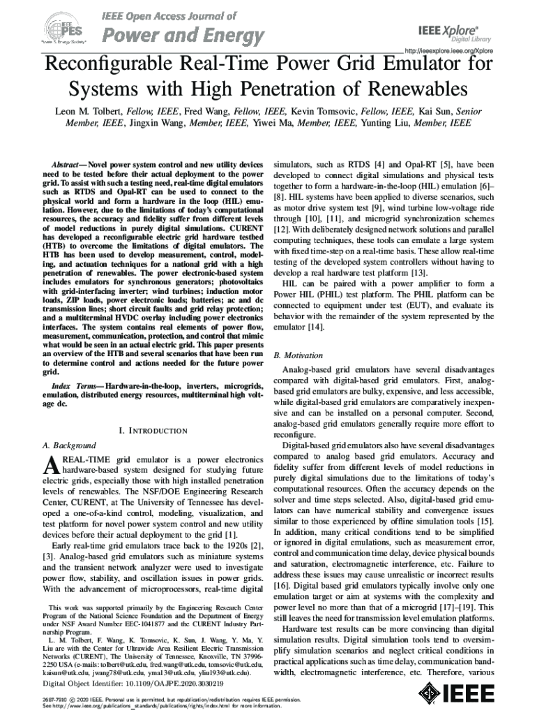 Fillable Online Ieeexplore Ieee Reconfigurable Real Time Power Grid Emulator For Fax Email Print