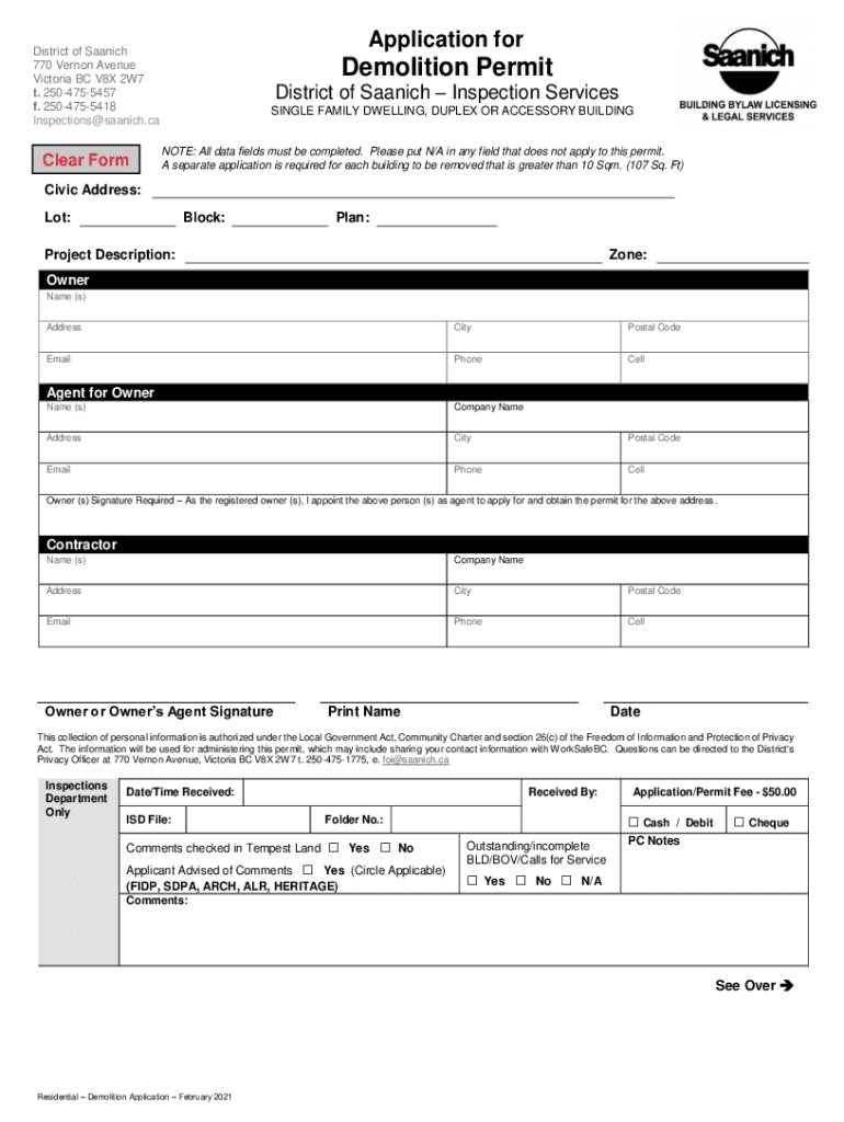 Fillable Online Demolition Permit Fax Email Print - pdfFiller